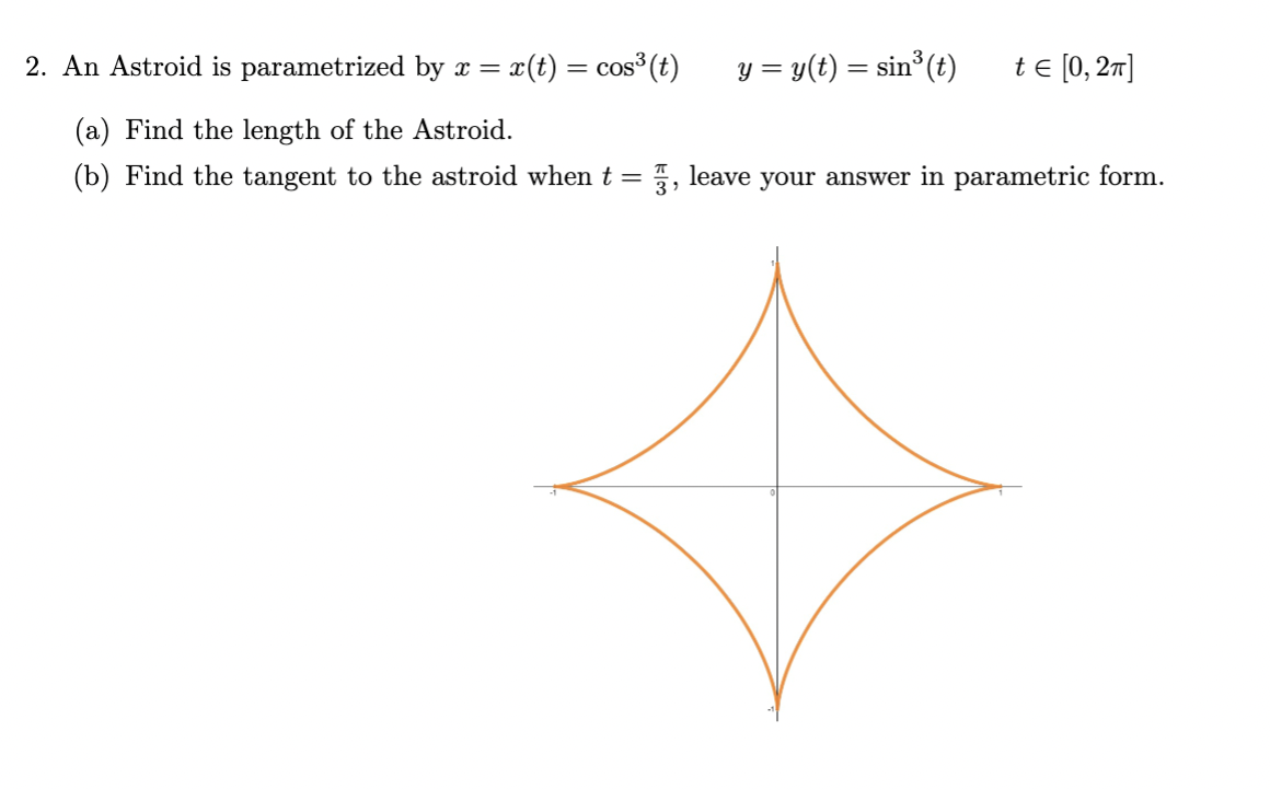 Solved 2. An Astroid is parametrized by | Chegg.com