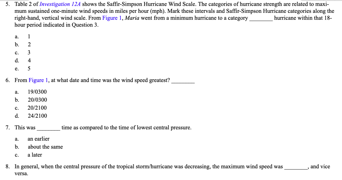 Solved In the Figure 1 graph, the maximum sustained wind | Chegg.com