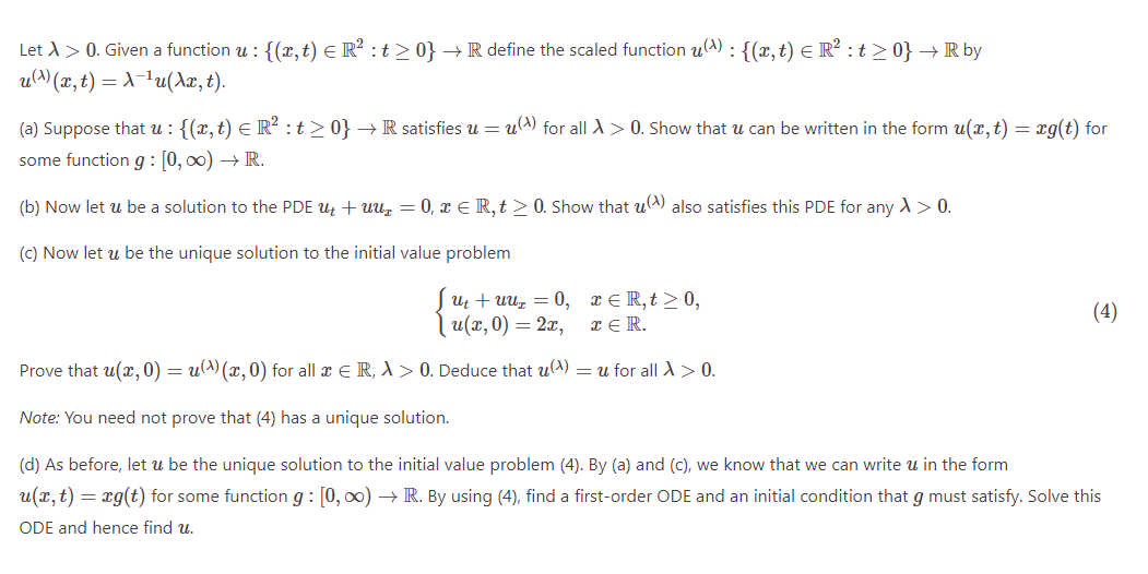 Solved Let λ>0. Given a function u:{(x,t)∈R2:t≥0}→R define | Chegg.com