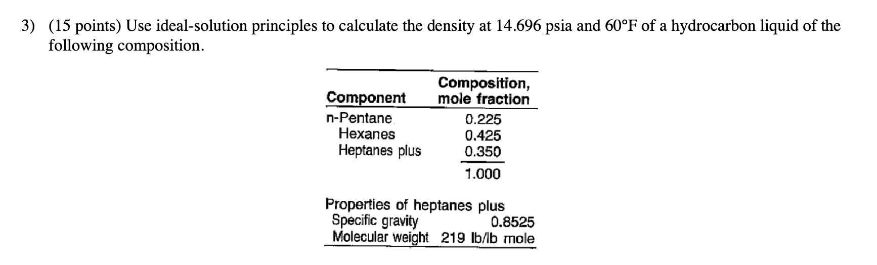 Solved 3) (15 points) Use ideal-solution principles to | Chegg.com