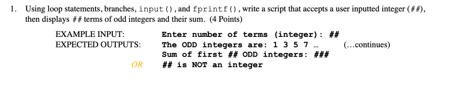 Solved 1 Using Loop Statements Branches Input And 8325