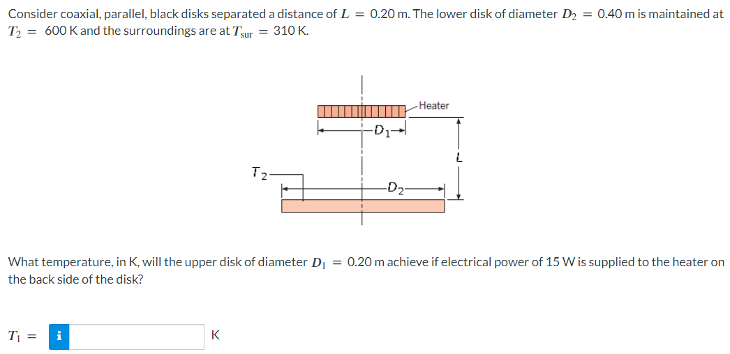 Solved Consider coaxial, parallel, black disks separated a | Chegg.com