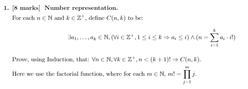 Solved 1. [8 marks] Number representation. For each n∈N and | Chegg.com
