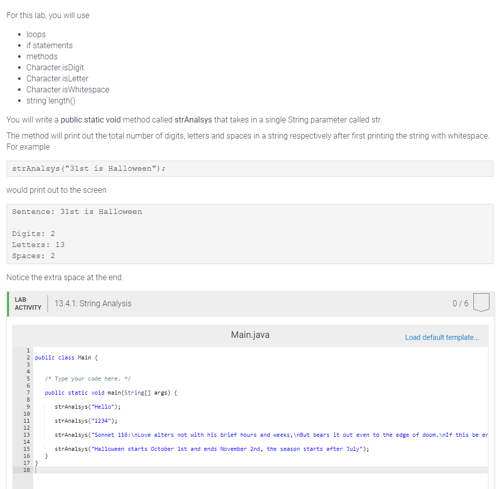 Solved For this lab, you will use loops if statements | Chegg.com