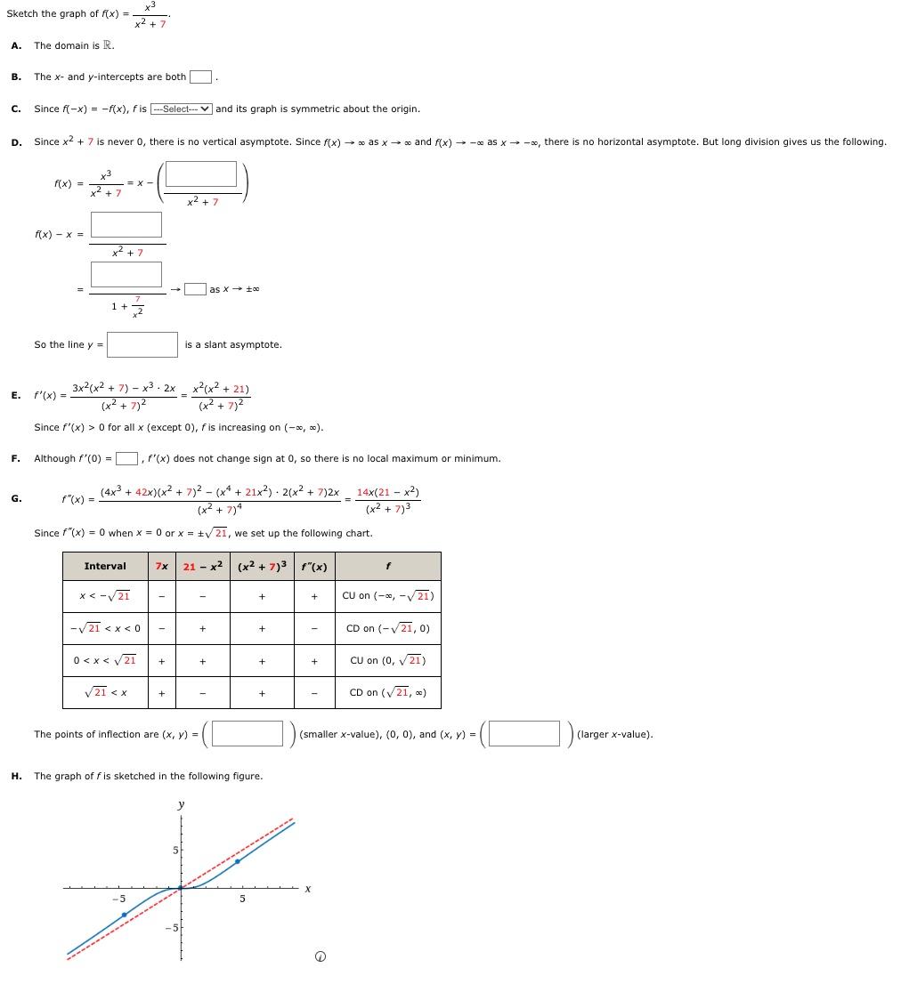 Solved Sketch the graph of f(x)=x2+7x3. A. The domain is R. | Chegg.com