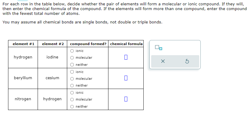 Solved For each row in the table below, decide whether the | Chegg.com