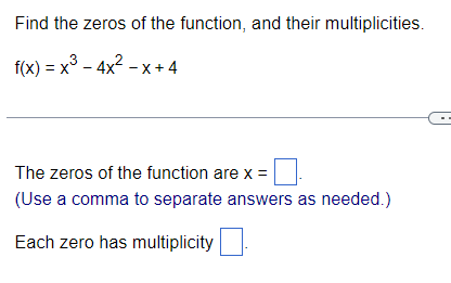 Solved Find the zeros of the function, and their | Chegg.com