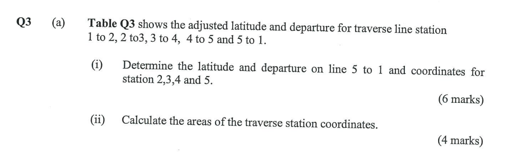 Solved (a) Table Q3 shows the adjusted latitude and | Chegg.com