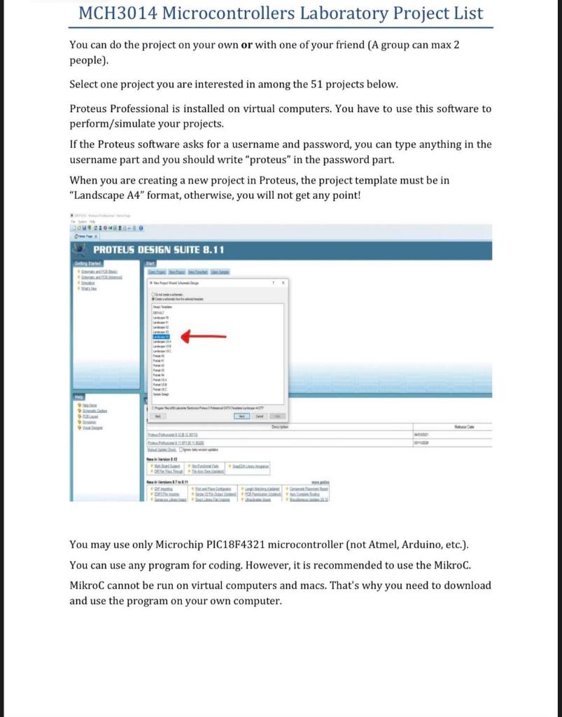 Solved MCH3014 Microcontrollers Laboratory Project List You | Chegg.com