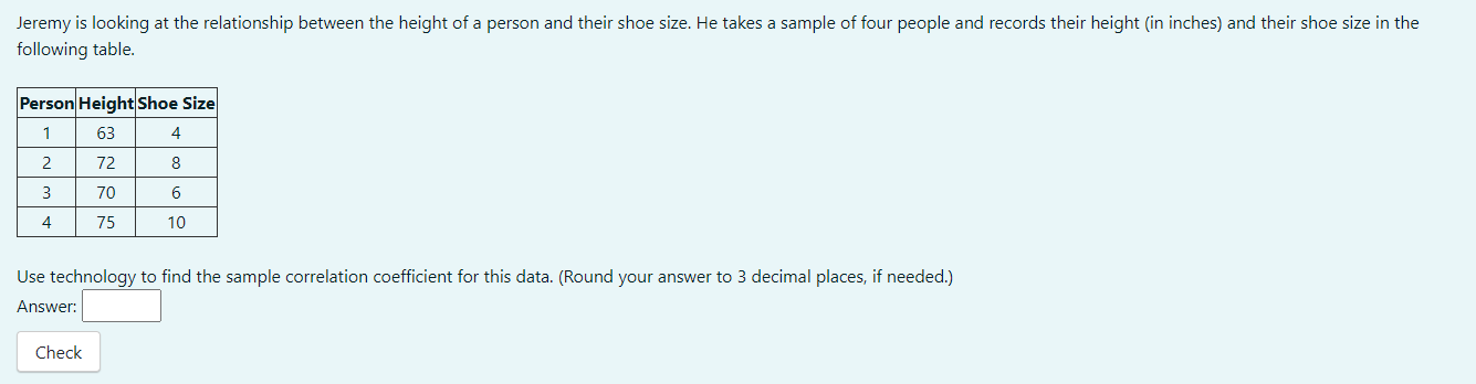 Solved Use technology to find the sample correlation | Chegg.com