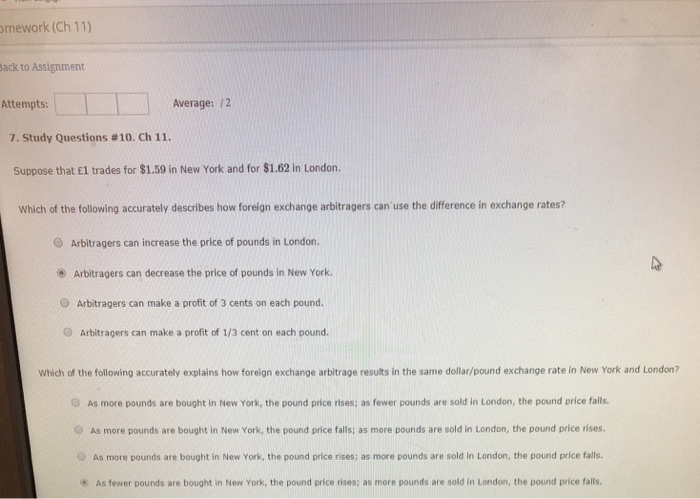 Solved mework (Ch 11) ack to Assignment Attempts Average: /2 | Chegg.com