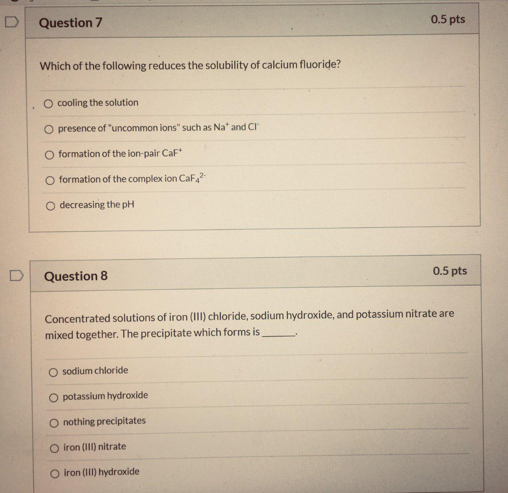Solved 0.5 pts D Question 7 Which of the following reduces | Chegg.com