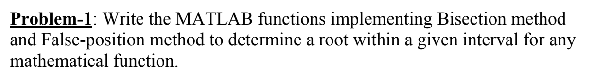 Solved Problem-1: Write the MATLAB functions implementing | Chegg.com