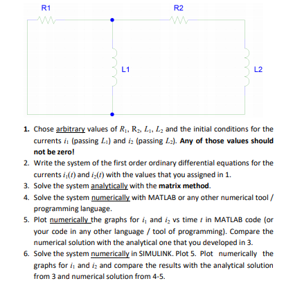 Solved R1 R2 L1 L2 1. Chose arbitrary values of R1, R2, L1, | Chegg.com