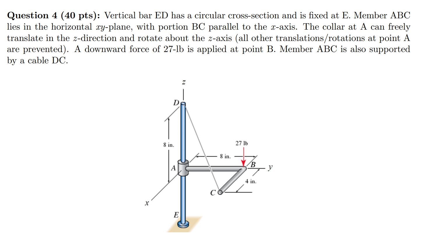 Solved (a) Draw a detailed FBD of member ABC. All vectors in | Chegg.com