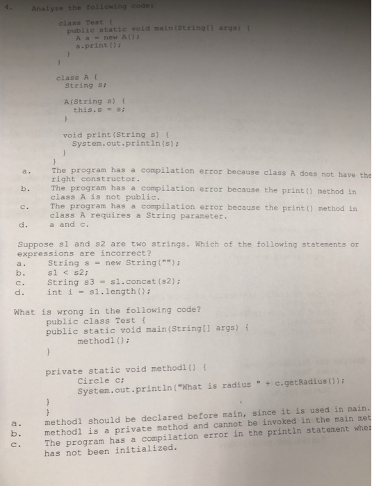 Solved Analyze the following code class Test public static | Chegg.com