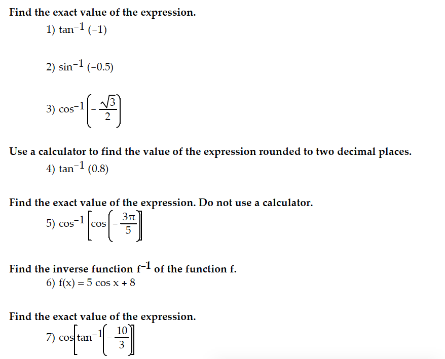 Solved Find The Exact Value Of The Expression 1 Tan 1 1 Chegg