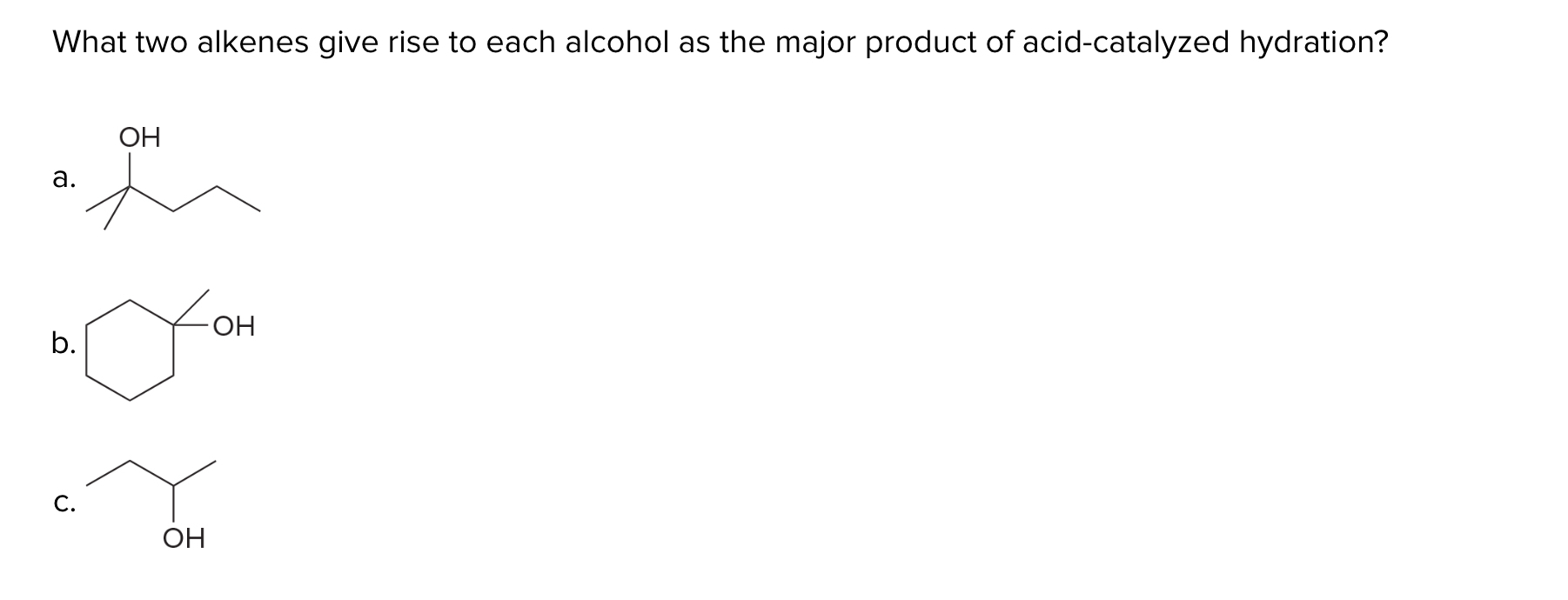 Solved What two alkenes give rise to each alcohol as the | Chegg.com