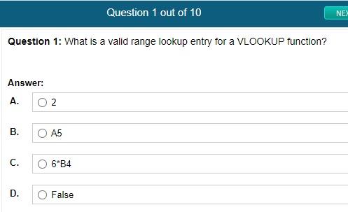 Solved Question 1: What is a valid range lookup entry for a | Chegg.com
