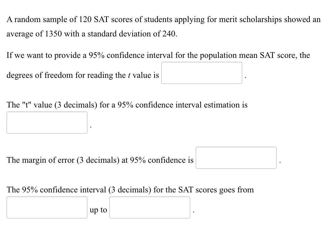 Solved A random sample of 120 SAT scores of students | Chegg.com