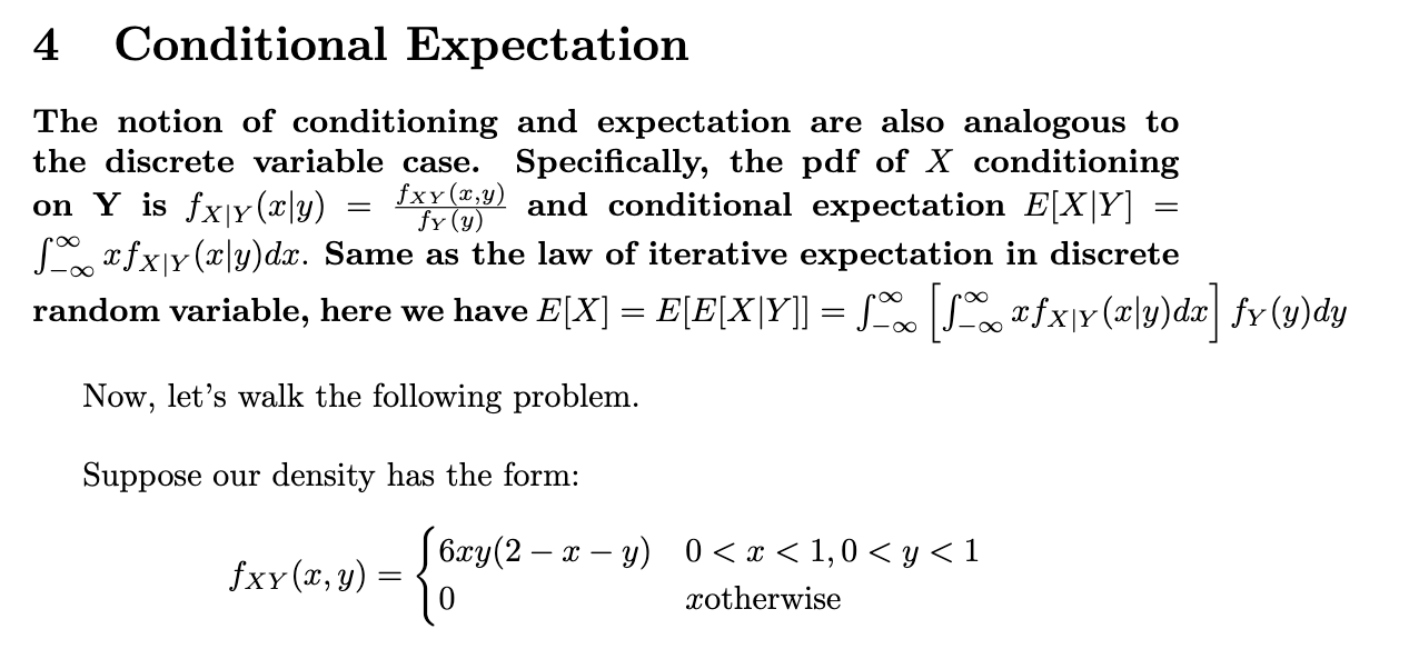 Solved 4 Conditional Expectation The notion of conditioning | Chegg.com