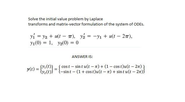 Solved Solve the initial value problem by Laplace transforms | Chegg.com