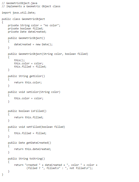 Solved Need to use GeometricObject.java, Circle.java, and | Chegg.com