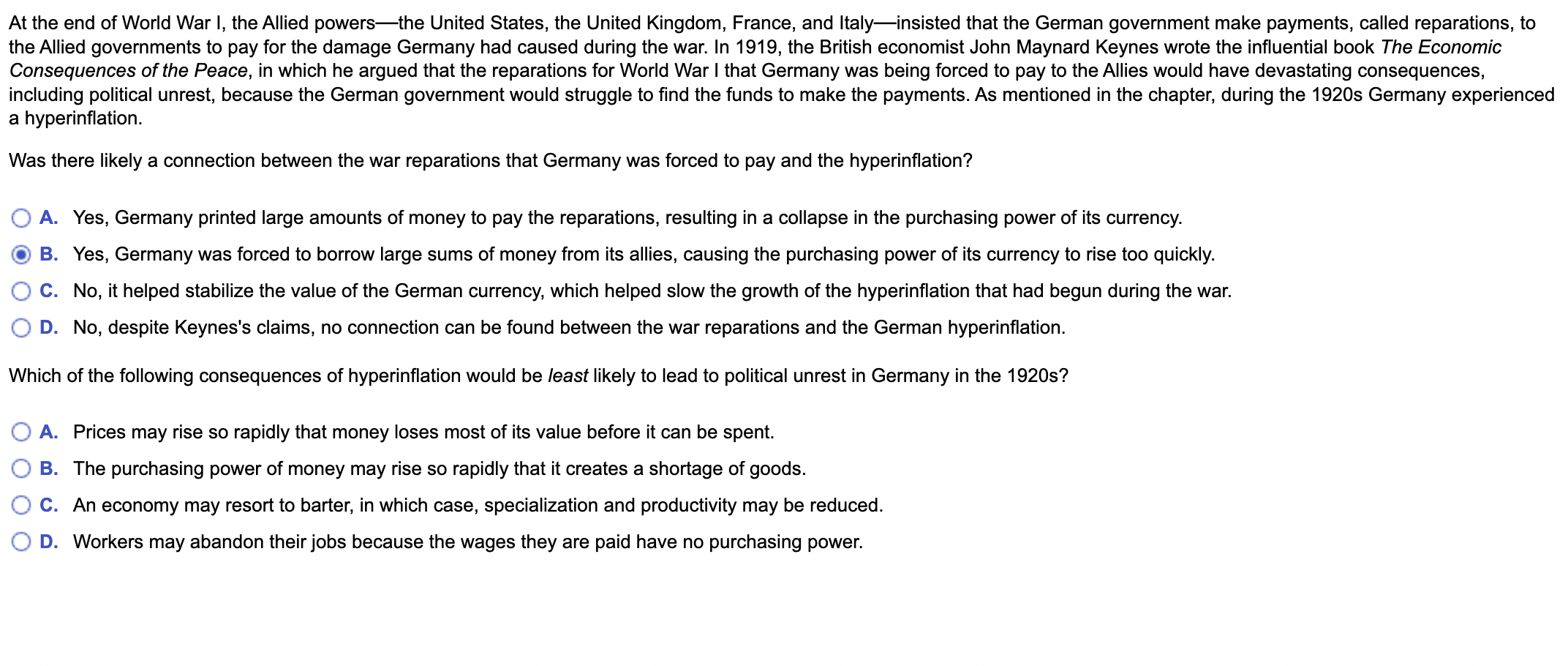 Solved At the end of World War I, the Allied powers-the | Chegg.com