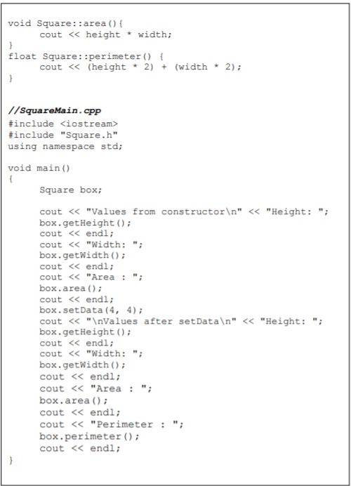 Solved Improve and correct the error inside the Square.h and | Chegg.com