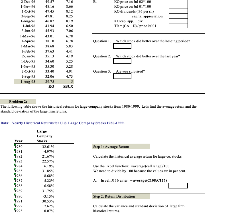 Stock Returns and Variance Estimating stock returns, | Chegg.com