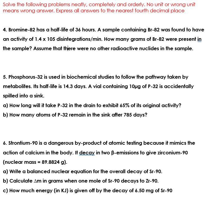 Solved Solve the following problems neatly, completely and | Chegg.com