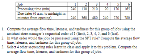 Solved Compute the average flow time, lateness, and | Chegg.com