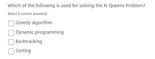 Solved Which of the following is used for solving the N | Chegg.com