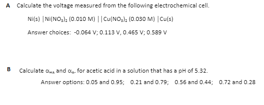 Solved A Calculate the voltage measured from the following | Chegg.com