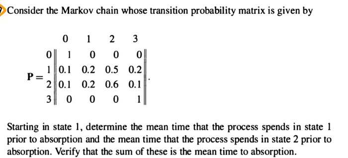 Solved Consider the Markov chain whose transition | Chegg.com