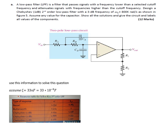 Solved a. A low-pass filter (LPF) is a filter that passes | Chegg.com
