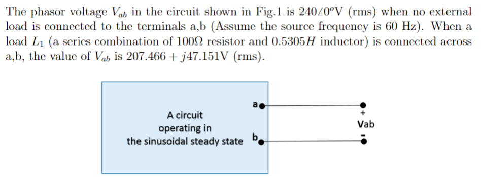 Solved The phasor voltage Vab in the circuit shown in Fig.1 | Chegg.com