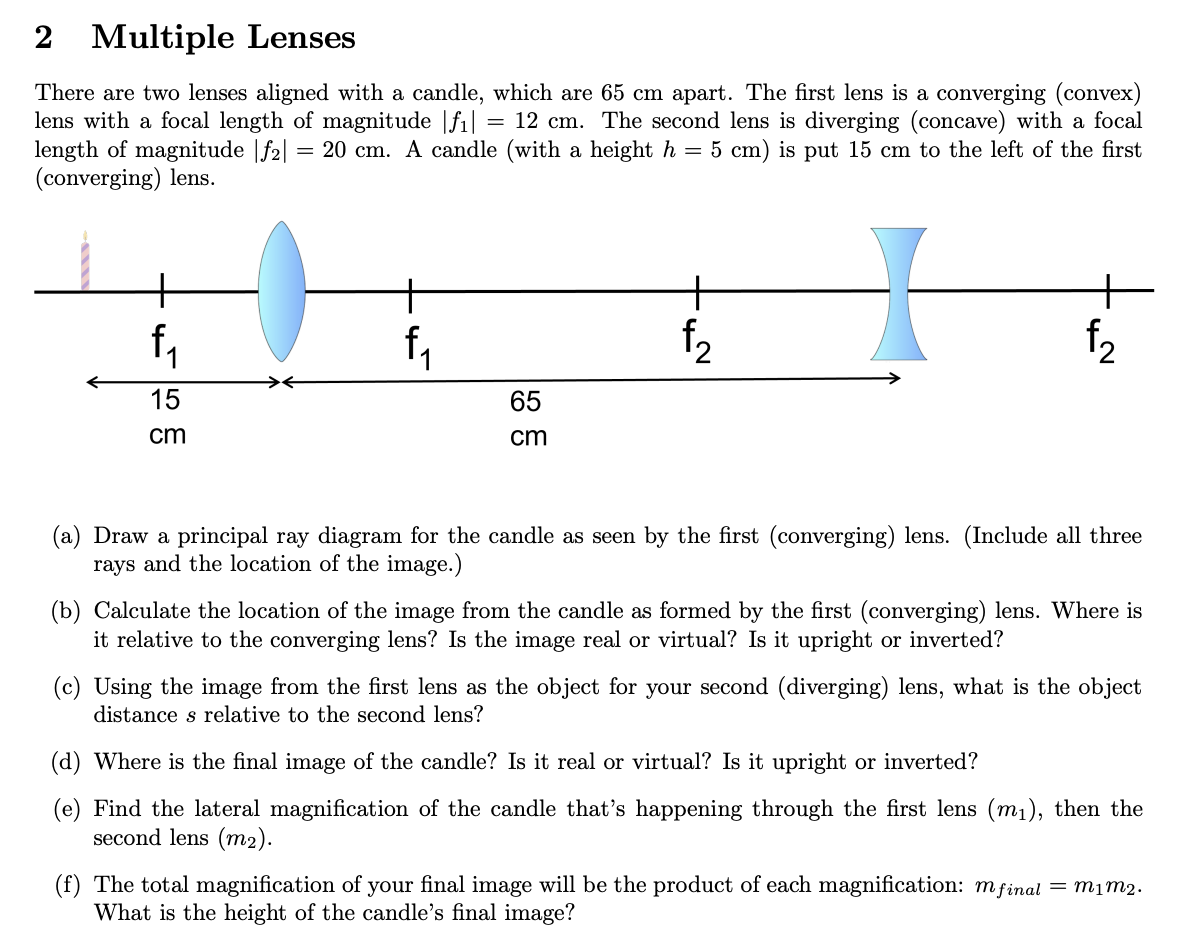 Solved 2 Multiple Lenses There are two lenses aligned with a | Chegg.com