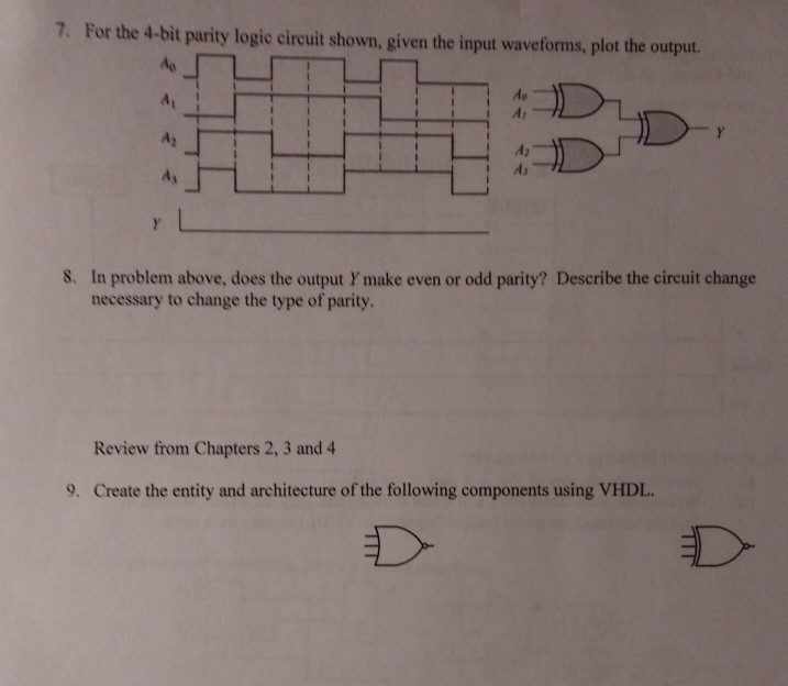 Solved 7. For the 4-bit parity logic circuit shown, given | Chegg.com