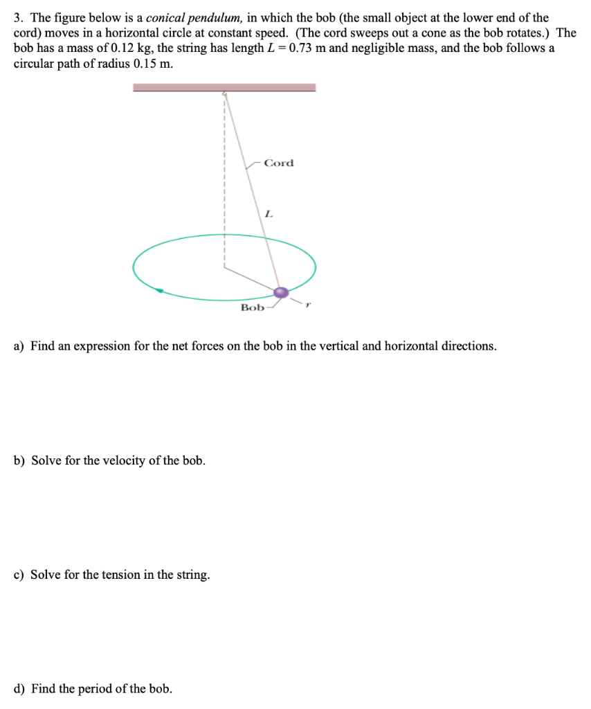 Solved 3. The figure below is a conical pendulum, in which | Chegg.com
