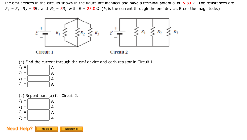 Solved The emf devices in the circuits shown in the figure | Chegg.com