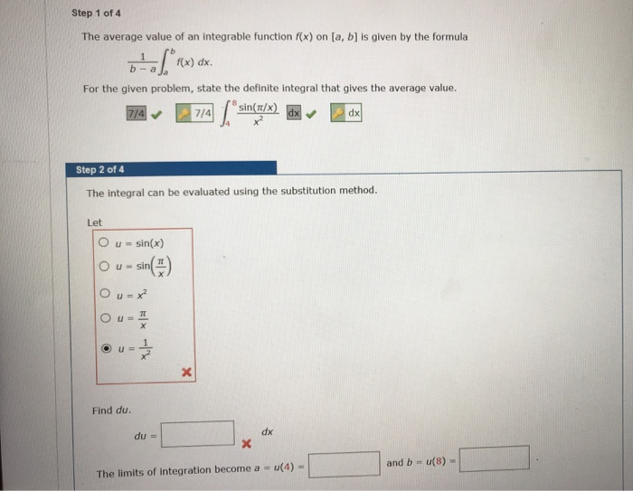 Solved Step 1 of 4 The average value of an integrable | Chegg.com