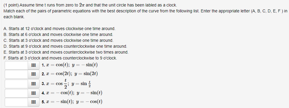Solved (1 point) Assume time t runs from zero to 27 and that | Chegg.com