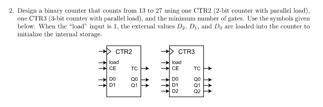 Solved 2. Design a binary counter that counts from 13 to 27 | Chegg.com