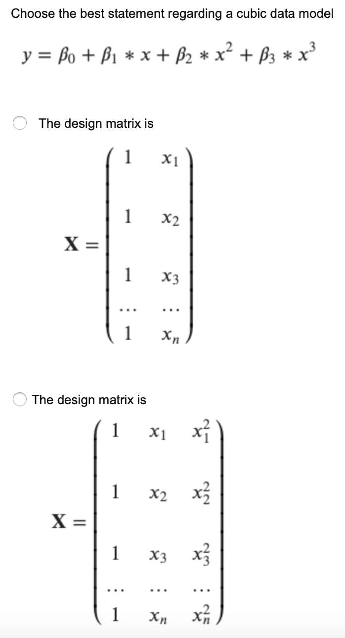 Solved Choose the best statement regarding a cubic data | Chegg.com