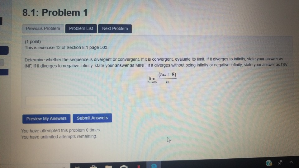 Solved 8.1: Problem 1 Previous Problenm Problem List Next | Chegg.com