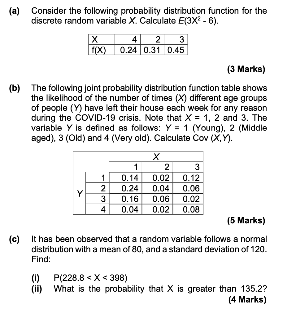 Solved (a) Consider the following probability distribution | Chegg.com