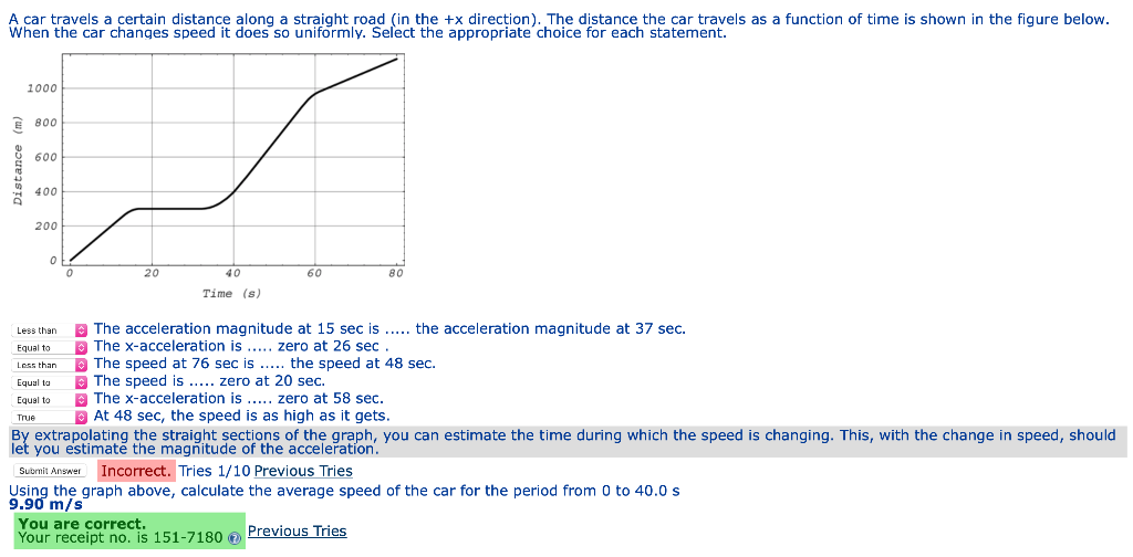 Solved A car travels a certain distance along a straight | Chegg.com
