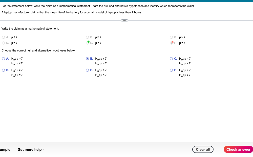 Solved For the statement below, write the claim as a | Chegg.com