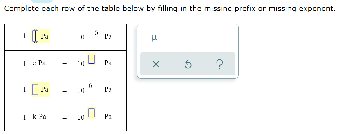 Solved Complete each row of the table below by filling in | Chegg.com